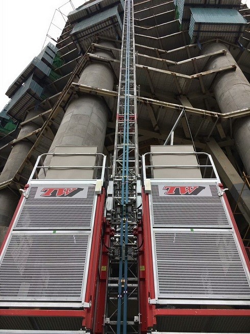 Double cages mid-speed with Rack and Pinion Building Hoist/ 2000kgs ...