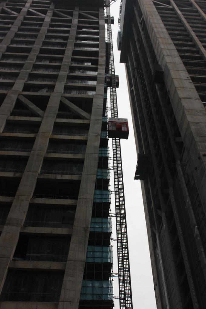 Single Cage 110kw Temporary Construction Elevators 96m/Min Construction ...